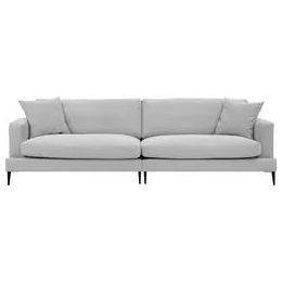 Big-Sofa LEONIQUE "Cozy" Sofas Gr. B/H/T: 252cm x 80cm x 97cm, Strukturstoff, grau (hellgrau) mit losen Kissen und Metallbeinen