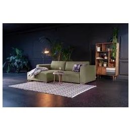 Ecksofa Tom Tailor HOME "HEAVEN STYLE S" Sofas Gr. B/H/T: 242cm x 85cm x 162cm, Struktur grob TCU, Recamiere links, ohne Bettfunktion-ohne Bettkasten-Metallfuß, grün (light olive tcu 23) aus der COLORS COLLECTION, wahlweise mit Bettfunktion & Bettkasten