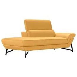 Ottomane Egoitaliano "Narcisa, Designsofa" Sofas Gr. B/H/T: 174cm x 96cm x 110cm, Leder BULL, Ottomane links, gelb mit verstellbarer Kopfstütze, Solitärmöbel als Blickfang