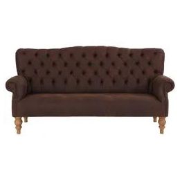 Chesterfield-Sofa Home Affaire "Lord", braun, B:188cm H:93cm T:84cm, Struktur fein (100% Polyester), Luxus-Microfaser Lederoptik (100% Polyester), Sofas, mit echter Chesterfield-Knopfheftung und Ziernägeln