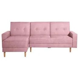 Ecksofa Max Winzer "Just Chill" Sofas Gr. B/H/T: 230cm x 93cm x 152cm, Samtvelours 20442, Recamiere beidseitig montierbar, rosa (rosé) Schlafsofa mit Recamiere, Rückenverstellung, inklusive Stauraumhocker