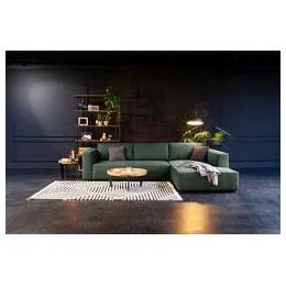 Ecksofa Tom Tailor HOME "HEAVEN STYLE M" Sofas Gr. B/H/T: 282cm x 85cm x 221cm, Struktur grob TCU, Recamiere rechts, ohne Bettfunktion-ohne Bettkasten-Kunststofffuß, grün (grün forest tcu 33) aus der COLORS COLLECTION, wahlweise mit Bettfunktion & Bettkasten