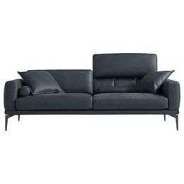 2,5-Sitzer Egoitaliano "Masu, Designsofa mit erstklassigem Sitzkomfort" Sofas Gr. B/H/T: 218 cm x 95 cm x 97 cm, Leder BULL, mit Rückenfunktion, grau (smoke) inkl. 2 Kissenrollen, Rückenelemente manuell verstellbar, Metallfüße