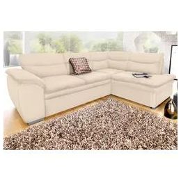 Ecksofa COTTA "Leandra L-Form" Sofas Gr. B/H/T: 250cm x 88cm x 90cm, Kunstleder SOFTLUX, Ottomane rechts, ohne Bettfunktion, beige (creme) wahlweise mit Bettfunktion und Bettkasten