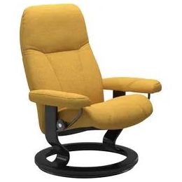 Relaxsessel stressless "Consul" Sessel Gr. ROHLEDER Stoff Q2 FARON, Classic Base Schwarz, PlusTMSystem-Gleitsystem-Relaxfunktion-Drehfunktion-Kopfstützenverstellung-Rückteilverstellung, B/H/T: 76cm x 100cm x 71cm, gelb (yellow q2 faron) mit Classic Base, Größe M, Gestell Schwarz