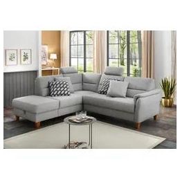 Ecksofa Home Affaire "Palmera L-Form" Sofas Gr. B/H/T: 236 cm x 89 cm x 212 cm, Struktur, Ottomane links, ohne Bettfunktion-ohne Bettkasten, silberfarben (silber) Federkern, wahlweise mit Bettfunktion und mitohne Stauraum