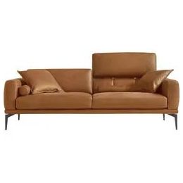 2,5-Sitzer Egoitaliano "Masu, Designsofa mit erstklassigem Sitzkomfort" Sofas Gr. B/H/T: 218cm x 95cm x 97cm, Leder BULL, mit Rückenfunktion, rot (brick) inkl. 2 Kissenrollen, Rückenelemente manuell verstellbar, Metallfüße