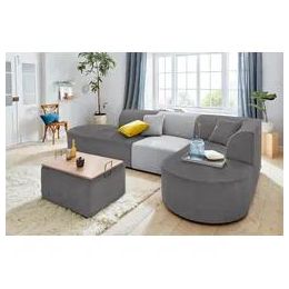 Sofa-Eckelement Andas "Alesund" Polsterelemente Gr. Cord, Armlehne links, grau (anthrazit) als Einzelteile oder Modulteil