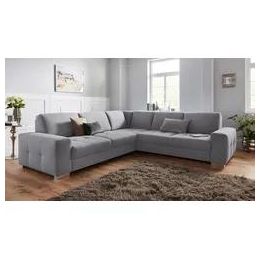 Sit & More Ecksofa SIT & MORE "Santorini L-Form" Sofas Gr. B/H/T: 276cm x 82cm x 271cm, Struktur, langer Schenkel links, mit Sitztiefenverstellung, grau mit Federkern und Sitztiefenverstellung, wahlweise Bettfunktion