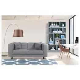 2-Sitzer Inosign "Bengo" Sofas Gr. B/H/T: 160cm x 68cm x 88cm, Struktur, grau (hellgrau) mit Steppung im Sitz- und Rückenbereich, incl. Zierkissen