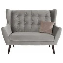 2-Sitzer Andas "Hemmink" Sofas Gr. B/H/T: 144cm x 107cm x 94cm, Samtvelours, ohne Funktion, grau (grau/hellgrau) mit Knopfheftung