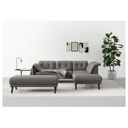 Sit & More Ecksofa SIT & MORE "Scandia L-Form" Sofas Gr. B/H/T: 271cm x 82cm x 214cm, Luxus-Microfaser Euphoria, Ottomane rechts, Mit Kopfteilverstellung-Mit Armteilfunktion-Mit schwarzen matten Metallfüßen, braun (schlamm) Wahlweise mit Kopfteilverstellung und Armteilfunktion