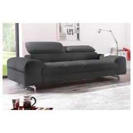 3-Sitzer COTTA "Chef" Sofas Gr. B/H/T: 232cm x 72cm x 105cm, NaturLEDER, mit Kopfteilverstellung, schwarz 3-Sitzer mit eleganter Steppung, Bodenfreiheit 12,5 cm