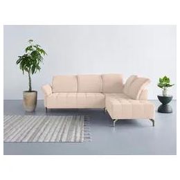 Ecksofa Inosign "Fresh L-Form" Sofas Gr. B/H/T: 260cm x 79cm x 220cm, Luxus-Microfaser ALTARA NUBUCK, Ottomane rechts, mit Armteilverstellung-mit Kopfteilverstellung, beige (creme) Federkern, wahlweise Kopfteilverstellung und motorischer Vorziehsitz