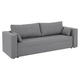 3-Sitzer Home Affaire "Pur" Sofas Gr. B/H/T: 227cm x 87cm x 85cm, Struktur, mit Bettfunktion-mit Bettkasten, grau (hellgrau) wahlweise mit Bettfunktion