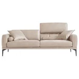 2,5-Sitzer Egoitaliano "Masu, Designsofa mit erstklassigem Sitzkomfort" Sofas Gr. B/H/T: 218cm x 95cm x 97cm, Leder BULL, mit Rückenfunktion, weiß (paper) inkl. 2 Kissenrollen, Rückenelemente manuell verstellbar, Metallfüße