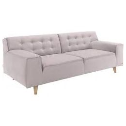 2,5-Sitzer Tom Tailor HOME "NORDIC CHIC" Sofas Gr. B/H/T: 206cm x 77cm x 91cm, Samtstoff TSV, grau (stone tsv 29) im Retrolook, Füße Buche natur