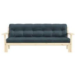 Schlafsofa KARUP DESIGN "Unwind" Sofas Gr. B/H/T: 190cm x 14cm x 92cm, Baumwollmix, blau (petrol blue) Mit Holzstruktur, inkl. Futonmatratze, Liegefläche 130x190 cm