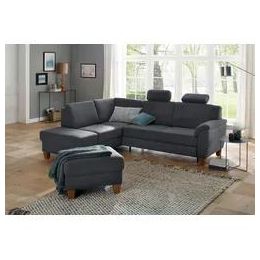 Ecksofa Home Affaire "Alta L-Form", grau (anthrazit), B:250cm H:89cm T:201cm, Struktur ( 100% Polyester), Struktur fein ( 100% Polyester), Luxus-Microfaser ALTARA NUBUCK (100% Polyester), Sofas, mit Federkern und Kontrastnaht, Füße Buche eichefarben