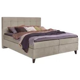 Boxspringbett Alina "Neomi" Komplettbetten Gr. Samt ENF, Liegefläche B/L: 140 cm x 200 cm, Gewicht bis: 80 kg H2, 5-Zonen-Taschen-Federkernmatratze, beige (beige enf 2) Boxspringbett inklusive Matratze und Topper