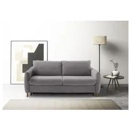 Schlafsofa Places of Style "Bacoli für Dauerschläfer geeignet durch hochwertigen Faltbeschlag" Sofas Gr. B/H/T: 196cm x 84cm x 104cm, Flachgewebe, 2,5-Sitzer, HR-Kaltschaum RG-40, grau (stone) in 3 Breiten und Matratzenausführungen, belastbar 200 bis 270 kg