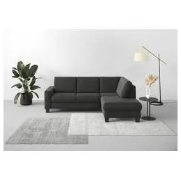 Ecksofa Home Affaire "Summer L-Form" Sofas Gr. B/H/T: 236 cm x 91 cm x 170 cm, Feincord, Ottomane rechts, ohne Bettfunktion-ohne Bettkasten-ohne Federkern, grau (anthrazit) mit Ottomane, oder ohne Bettfunktion und Bettkasten, Cord-Bezug