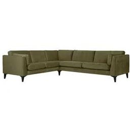 Ecksofa furninova "Avignon" Sofas Gr. B/H/T: 237cm x 78cm x 283cm, Velours, langer Schenkel rechts, ohne Bettfunktion, grün (seagrass) inklusive 2 Armlehnkissen, im skandinavischen Design