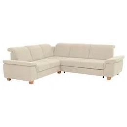 Ecksofa Home Affaire "Dalia L-Form" Sofas Gr. B/H/T: 256cm x 83cm x 236cm, Luxus-Microfaser weich, langer Schenkel rechts, ohne Bettfunktion-ohne Schubladenstauraum-ohne Kopfteilverstellung, beige (creme) mit Federkernpolsterung, wahlweise Bettfunktion, Bettkasten