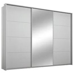 Schwebetürenschrank Rauch "Kleiderschrank Schrank Garderobe Wäscheschrank TOMA mit Passepartout" Schränke Gr. B/H/T: 278 cm x 233 cm x 64 cm, Passepartout ohne Beleuchtung, grau (seidengrau) inkl. Regaleinsatz sowie zusätzlichen Einlegeböden MADE IN GERMANY