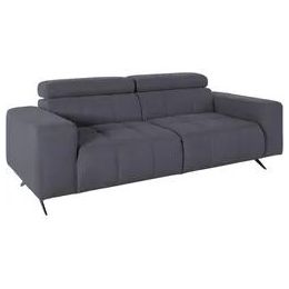 2-Sitzer DOMO collection "Trento" Sofas Gr. B/H/T: 208cm x 79cm x 104cm, Luxus-Microfaser, Mit Kopfteilverstellung, grau (dkl.grau)