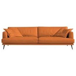 2,5-Sitzer Egoitaliano "Sophia, Designsofa mit extrakomfortablem Sitzkomfort" Sofas Gr. B/H/T: 214cm x 77cm x 96cm, Leder BULL, 2,5 Sitzer, orange Daunenfederung, inkl. 2 Kissen