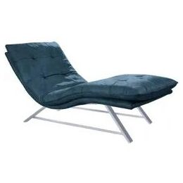 Relaxliege W.Schillig "daily dreams" Sofas Gr. B/H/T: 75cm x 91cm x 170cm, Longlife Xtra-Leder Z69, mit Kopfteilverstellung-manuell, blau (ocean z69) in Waffelkissen-Optik, wahlweise mit Motor, Kufengestell, 2 Breiten