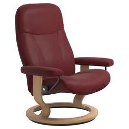 Relaxsessel stressless "Garda", rot (bordeaux batick), B:76cm H:100cm T:71cm, Sessel, mit Classic Base, Größe M, Gestell Eichefarben