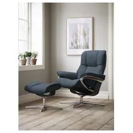 Relaxsessel stressless "Mayfair" Sessel Gr. ROHLEDER Stoff Q2 FARON, Cross Base Schwarz, Relaxfunktion-Drehfunktion-PlusTMSystem-Gleitsystem-BalanceAdaptTM, B/H/T: 83cm x 102cm x 74cm, blau (petrol q2 faron) mit Cross Base, Größe S, M & L, Holzakzent Schwarz