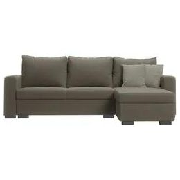 Ecksofa Home Affaire "Combrit" Sofas Gr. B/H/T: 247 cm x 92 cm x 168 cm, Microfaser, Recamiere beidseitig montierbar, braun (walnut) mit Bettfunktion und Stauraum