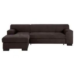 Ecksofa Home Affaire "Falk L-Form" Sofas Gr. B/H/T: 262 cm x 77 cm x 159 cm, Microfaser PRIMABELLE, Recamiere links, ohne Bettfunktion, braun (mocca) mit Federkern und wahlweise Bettfunktion