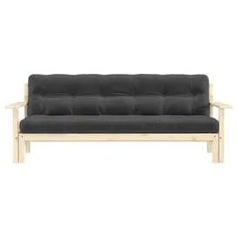 Schlafsofa KARUP DESIGN "Unwind" Sofas Gr. B/H/T: 190cm x 14cm x 92cm, Baumwollmix, grau (dark grey) Mit Holzstruktur, inkl. Futonmatratze, Liegefläche 130x190 cm