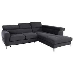 Ecksofa COTTA "Sammy L-Form" Sofas Gr. B/H/T: 242cm x 74cm x 207cm, Chenille, Ottomane rechts, mit Kopfteilverstellung, schwarz inklusive Kopfteilverstellung, wahlweise mit Bettfunktion