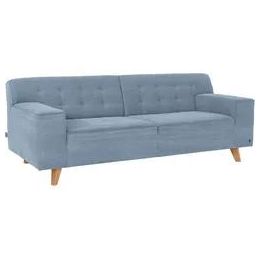 2,5-Sitzer Tom Tailor HOME "NORDIC CHIC" Sofas Gr. B/H/T: 206cm x 77cm x 91cm, Vintage Webstoff TUS, blau (sky blue tus 6) im Retrolook, Füße Buche natur