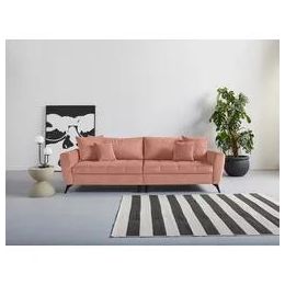 Big-Sofa Inosign "Lörby" Sofas Gr. B/H/T: 264 cm x 90 cm x 107 cm, Feincord, Feincord, rosa (flamingo) auch mit Aqua clean-Bezug, feine Steppung im Sitzbereich, lose Kissen