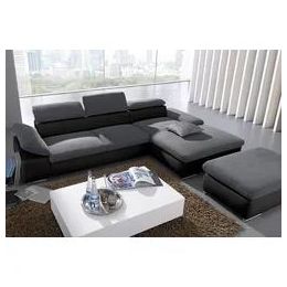 Sit & More Ecksofa SIT & MORE "Valantine L-Form" Sofas Gr. B/H/T: 286cm x 73cm x 174cm, Luxus-Microfaser ALTARA NUBUCK, Recamiere rechts, mit Bettfunktion, schwarz (schwarz, grau) inkl. Kopf- und Armteilverstellung, wahlweise mit Bettfunktion