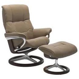 Relaxsessel stressless "Mayfair" Sessel Gr. Leder PALOMA, Signature Base Braun, Relaxfunktion-Drehfunktion-PlusTMSystem-Gleitsystem-BalanceAdaptTM, B/H/T: 79cm x 102cm x 73cm, braun (almond paloma) mit Hocker, Signature Base, Größe S, M & L, Gestell Braun