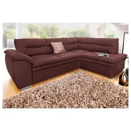 Ecksofa COTTA "Leandra L-Form" Sofas Gr. B/H/T: 250 cm x 88 cm x 90 cm, Luxus-Microfaser, Ottomane rechts, ohne Bettfunktion, braun wahlweise mit Bettfunktion und Bettkasten