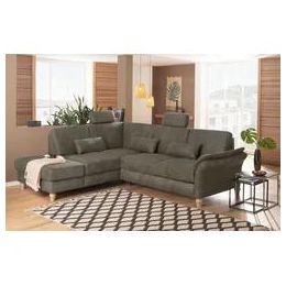 Ecksofa Home Affaire "Palace L-Form" Sofas Gr. B/H/T: 259 cm x 89 cm x 225 cm, Luxus-Microfaser Lederoptik, Ottomane links, ohne Bettfunktion-ohne Stauraum, grau (taupe) incl. Sitztiefenverstellung, wahlweise mit Bettfunktion und Stauraum