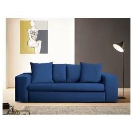 2-Sitzer Andas "SLEETLAND XXL in Samtvelours oder Vintage-Leder-Optik" Sofas Gr. B/H/T: 230 cm x 72 cm x 113 cm, Samtvelours, blau (navy blue) besonders groß und bequem