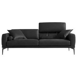 2,5-Sitzer Egoitaliano "Masu, Designsofa mit erstklassigem Sitzkomfort" Sofas Gr. B/H/T: 218cm x 95cm x 97cm, Leder BULL, mit Rückenfunktion, schwarz inkl. 2 Kissenrollen, Rückenelemente manuell verstellbar, Metallfüße