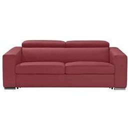 2,5-Sitzer Egoitaliano "Cabiria, Design und super Sitzkomfort" Sofas Gr. B/H/T: 226cm x 97cm x 103cm, Leder BULL, rot (kirschrot) inkl. manuell verstellbarer Kopfstützen, mit Metallfüßen