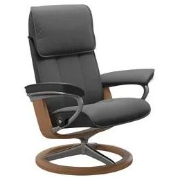 Relaxsessel stressless "Admiral", grau (grau batick), B:84cm H:100cm T:73cm, Leder BATICK: BATICK ist ein leicht korrigiertes, durchgefärbtes und genarbtes Möbelleder, bei dem die meisten Unebenheiten und Spuren in der Regel entfernt wurden., Sessel, mit Signature Base, Größe M & L, Gestell Eiche