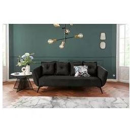 3-Sitzer Inosign "Baggio" Sofas Gr. B/H/T: 236cm x 80cm x 103cm, Veloursstoff, grau (anthrazit) Zierkissen inklusive