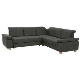 Ecksofa Home Affaire "Dalia L-Form" Sofas Gr. B/H/T: 256cm x 83cm x 236cm, Luxus-Microfaser Florence, langer Schenkel links, ohne Bettfunktion-ohne Schubladenstauraum-ohne Kopfteilverstellung, grau (anthrazit) mit Federkernpolsterung, wahlweise Bettfunktion, Bettkasten